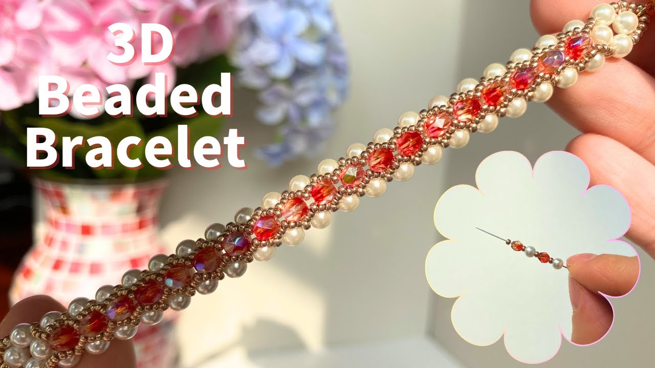 3D Beaded Bracelet with Pearls | Step-by-Step Beginner-Friendly Beading ...