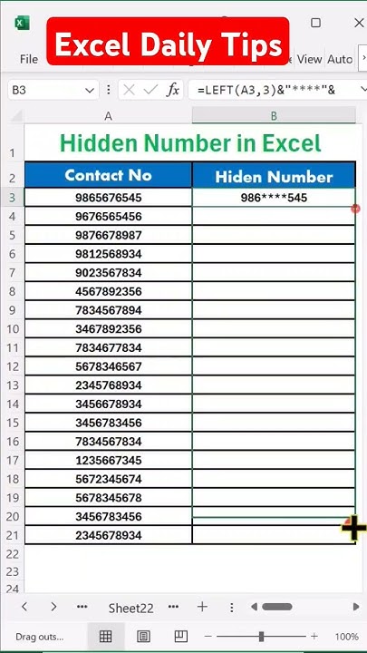 How to protect contacts numbers in excel 🔥| #Excel #Exceltips #Excelshorts #Shorts - YouTube