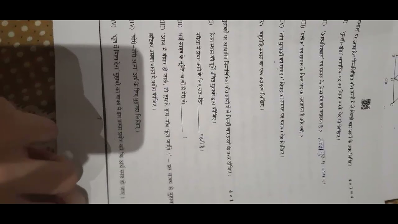 class 10th hindi paper set 1 4/6/1 2025 answer key - YouTube