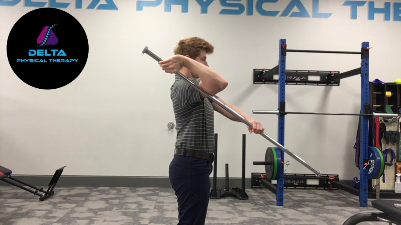 Shoulder External Rotation (Dowel) - YouTube