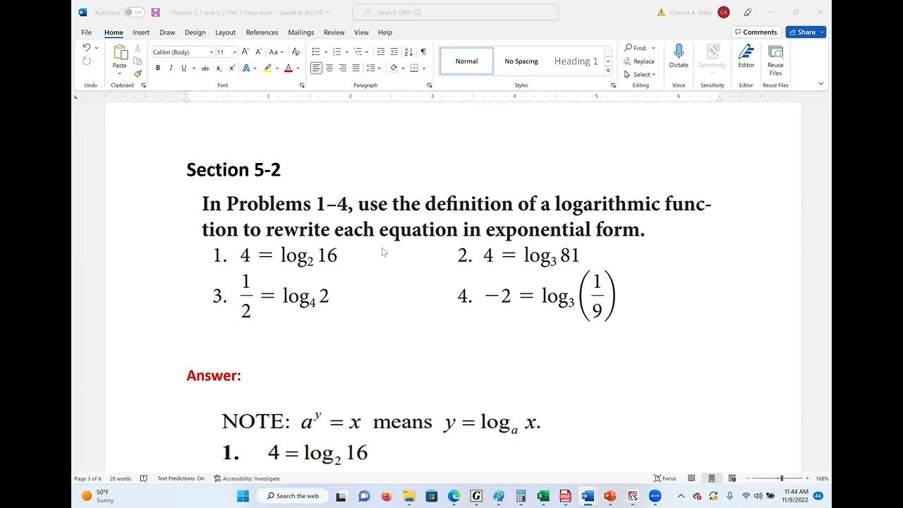 Precalculus: Examples on how to evaluate Exponential and Logarithmic functions. - YouTube