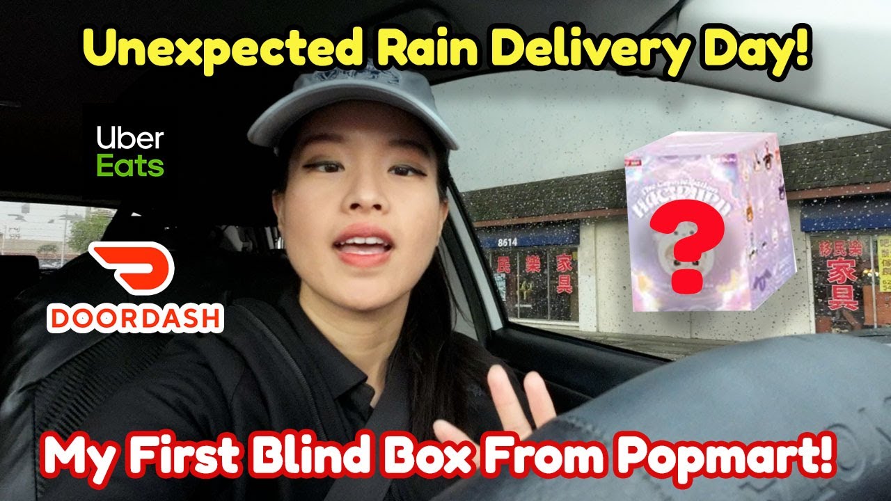 Unexpected Rainy Day Delivery & First Pop Mart Blind Box Unboxing! Uber Eats Ride Along Door ...