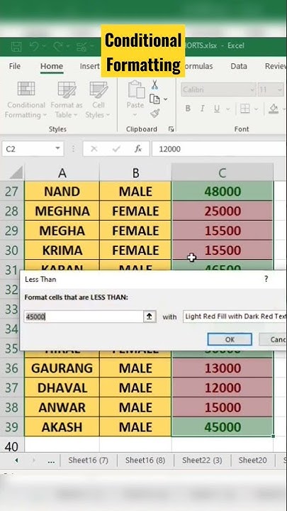 Conditional Formatting | Advance Excel functions #shorts #excel - YouTube