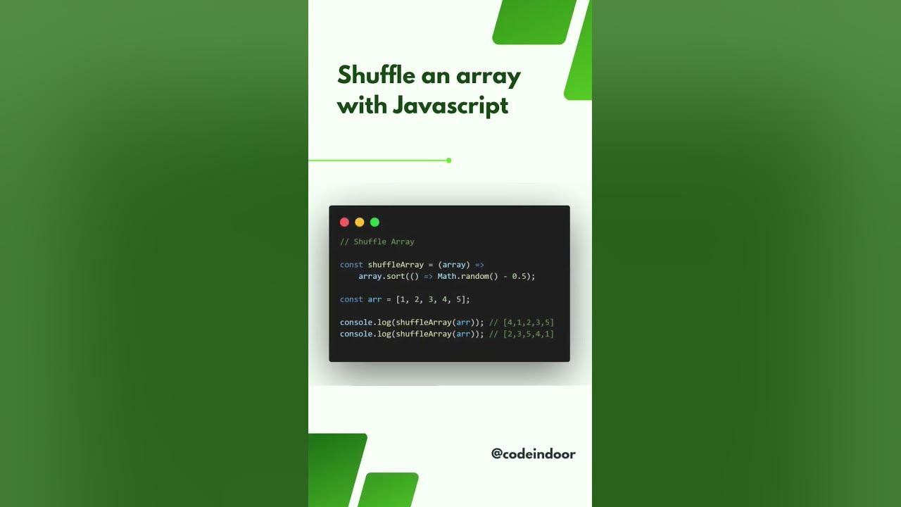 Shuffle An Array With Javascript Javascript Code Js Reactjs Codeindoor Youtube