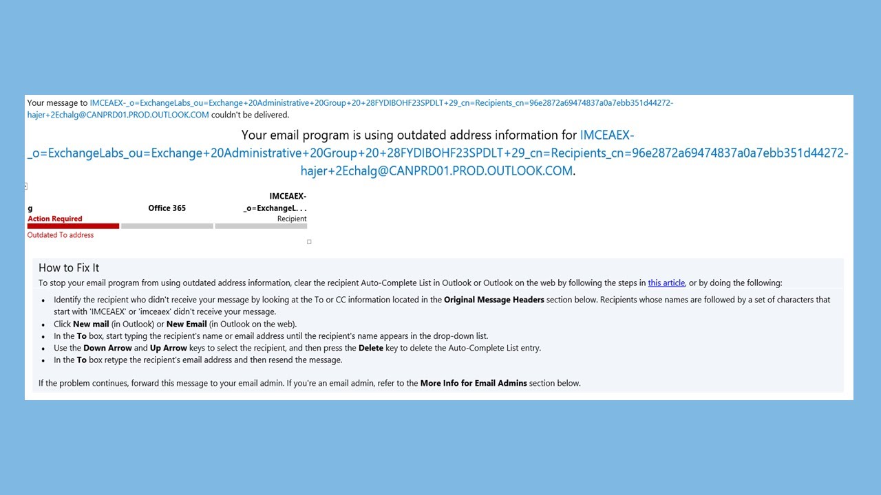 How to fix Your email program is using outdated address - YouTube
