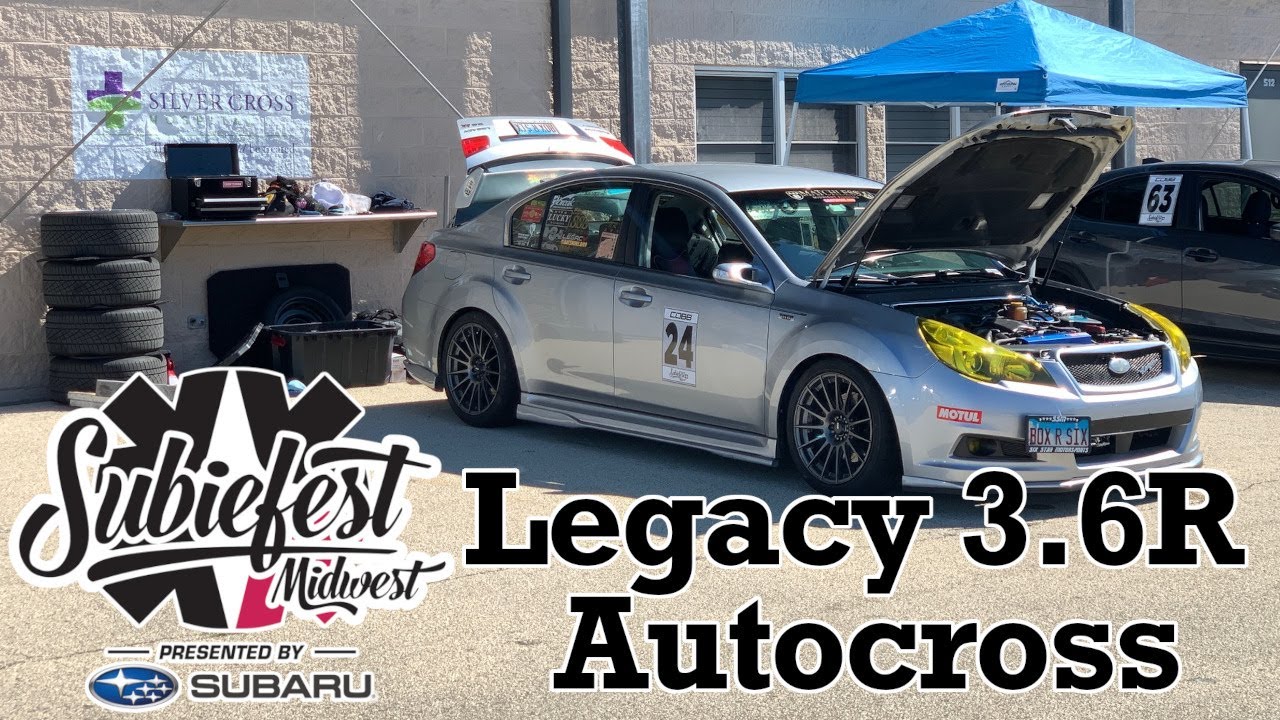 SubieFest Midwest 2022 - Legacy 3.6R Autocross - 36.490 & 36.324 - YouTube
