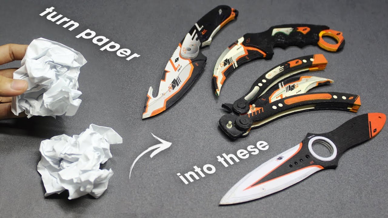 EASY DIY PAPER CRAFT IDEAS - How to make Realistic Asiimov CS:GO Knives ...