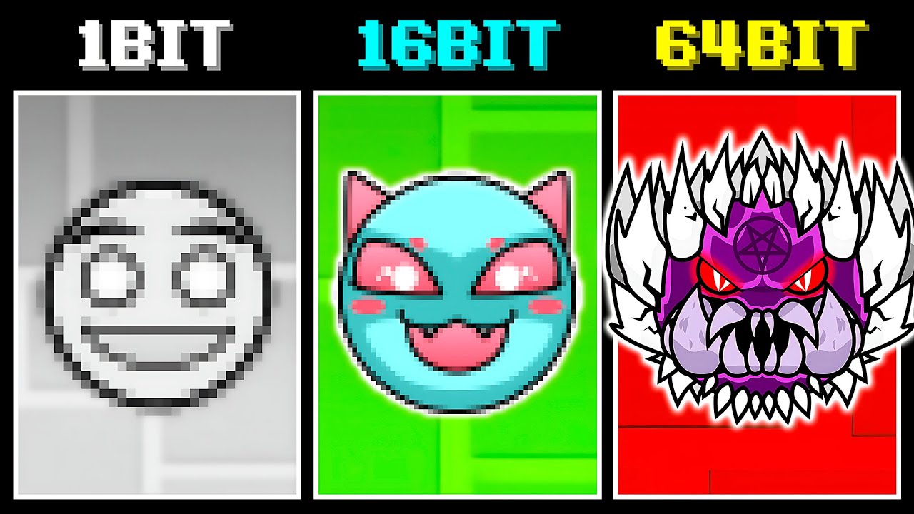 MORE New Custom Geometry Dash Faces V4 but every time with more bits ...
