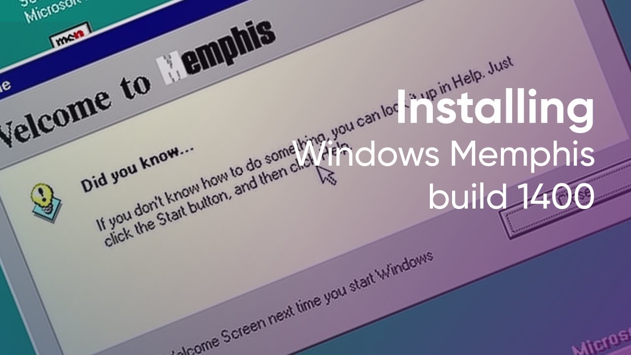 Installing Windows Memphis/Windows 98 build 1400 - YouTube