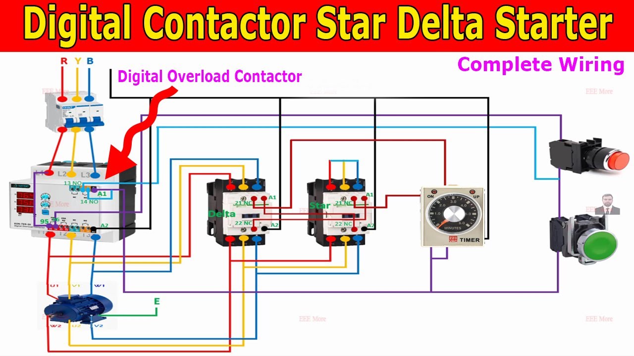 Digital Contactor Star Delta Starter Wiring Connection Diagram | Star ...