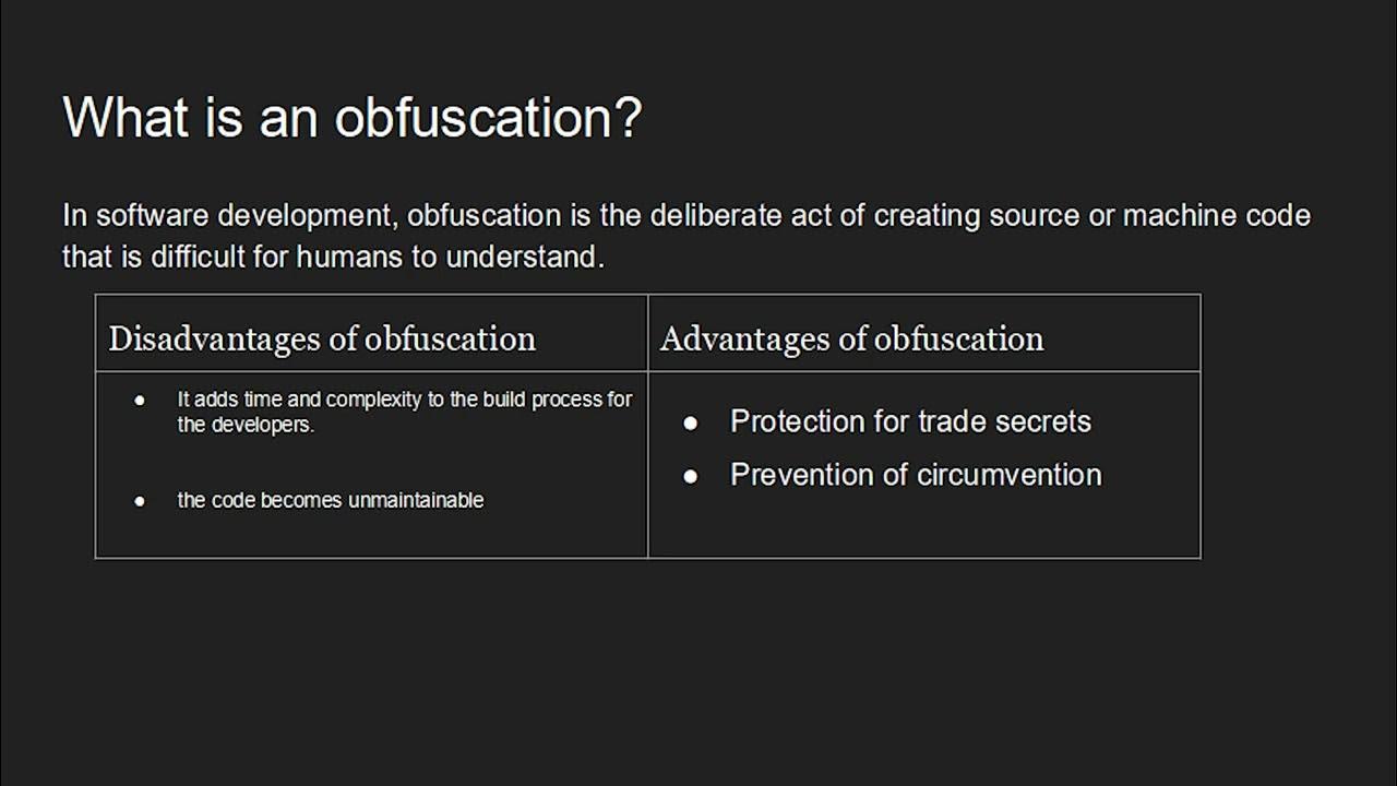 WHAT IS OBFUSCATION? - YouTube
