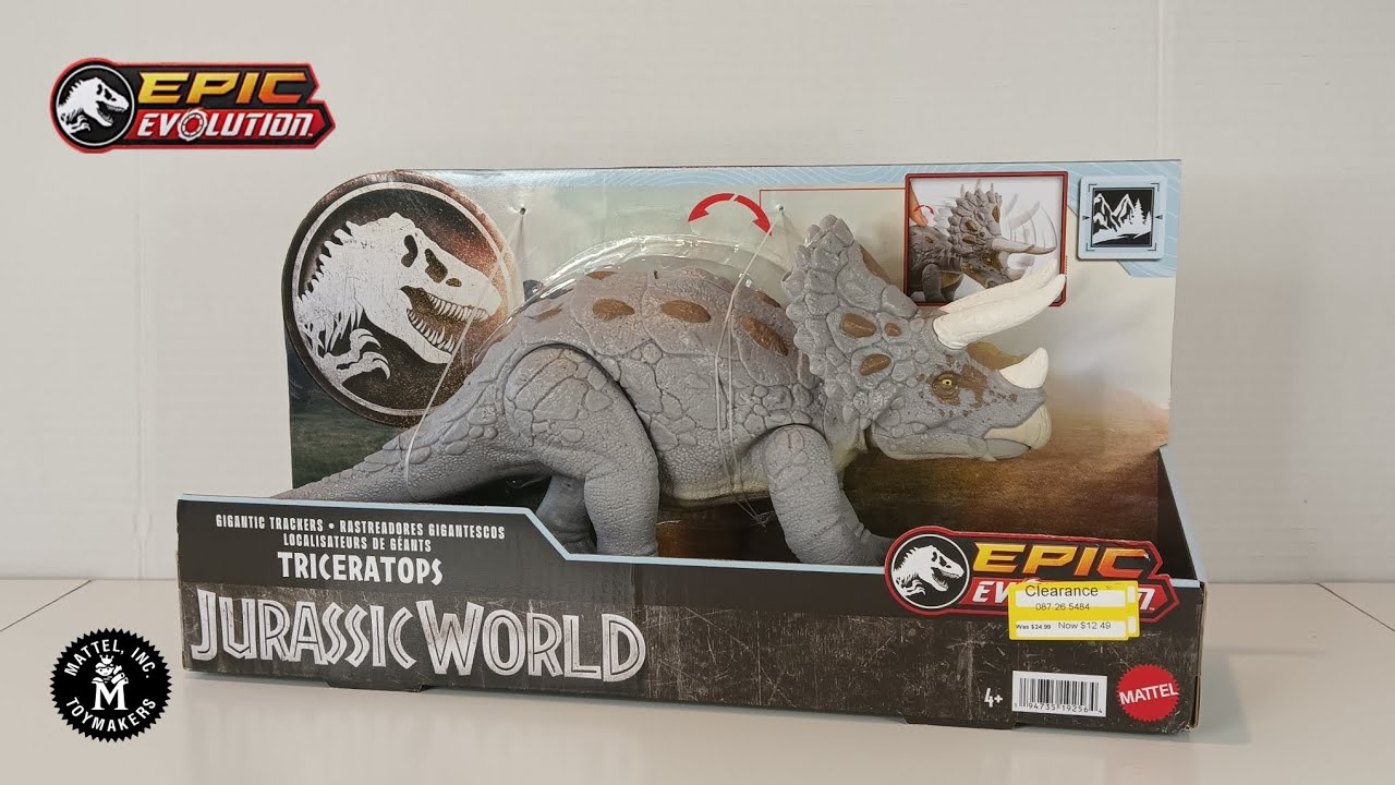 Mattel Jurassic World Epic Evolution Gigantic Trackers Triceratops ...