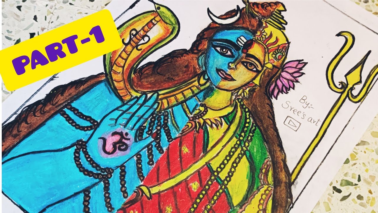 Shiva & parvathi || pencil drawing ||Arthanareeswarar || Part 1|| Sree ...