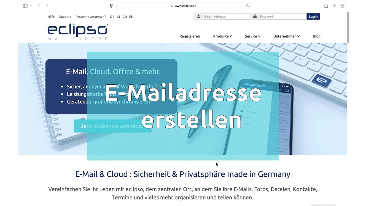 Neue E-Mail Adresse erstellen mit eclipso Mail & Cloud | So gehts. - YouTube