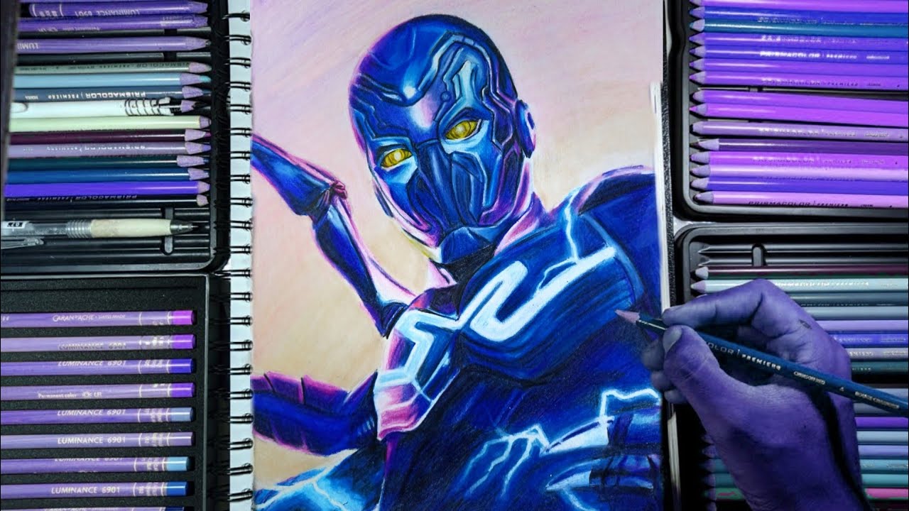 Drawing Blue Beetle | Diego Meza Arts - YouTube