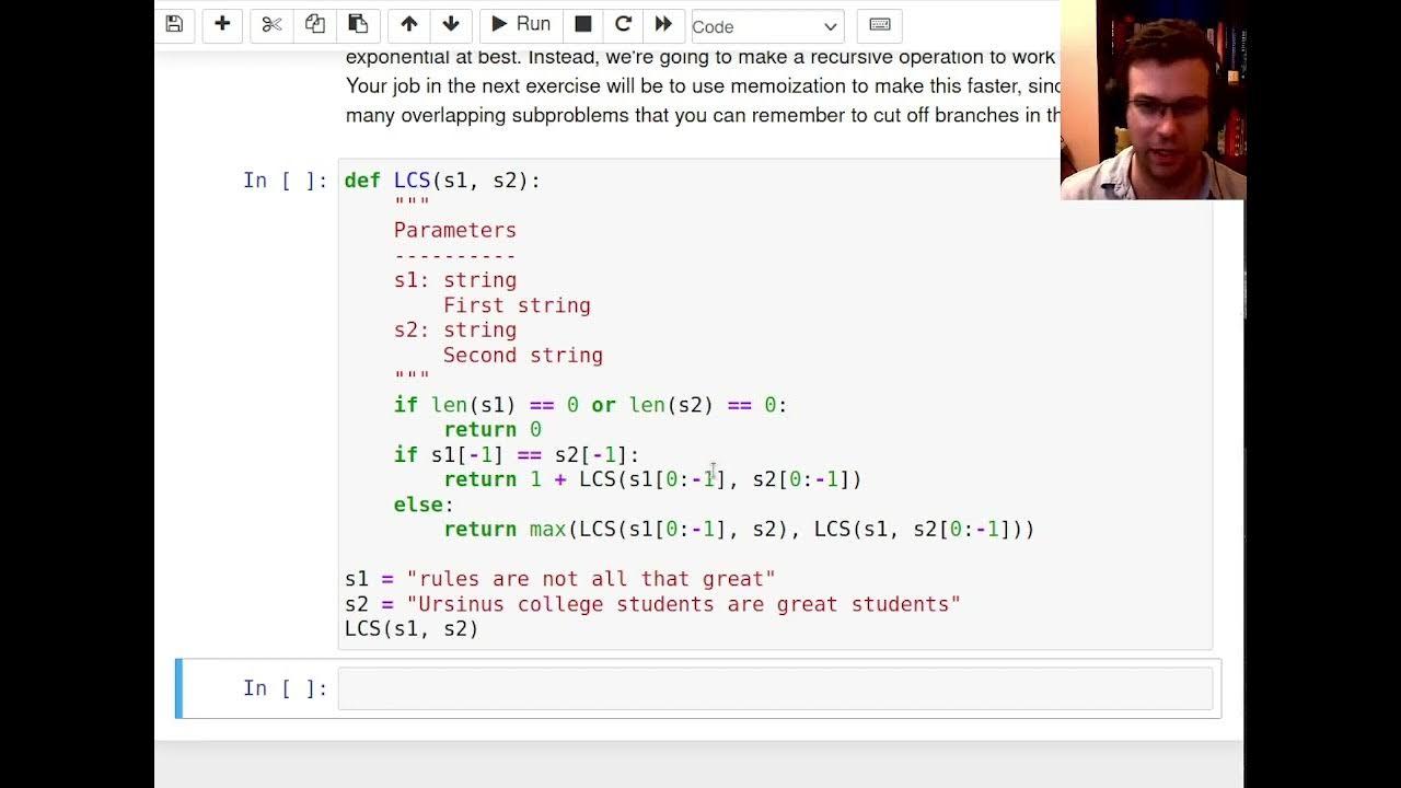 Data Structures Longest Common Subsequence With Addendum About Memoization Youtube