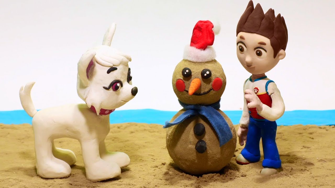 DibusYmas Sand Snowman Paw Patrol 💕 Superhero Play Doh Stop motion ...