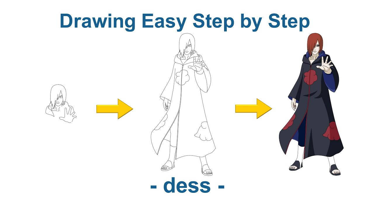 Nagato / Pain (Naruto) - Drawing Easy Step by Step [@dess_art] - YouTube