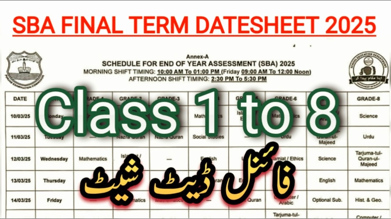 SBA 2025 Date Sheet | SBA Final Term Date Sheet 2025 #sba #datesheet ...
