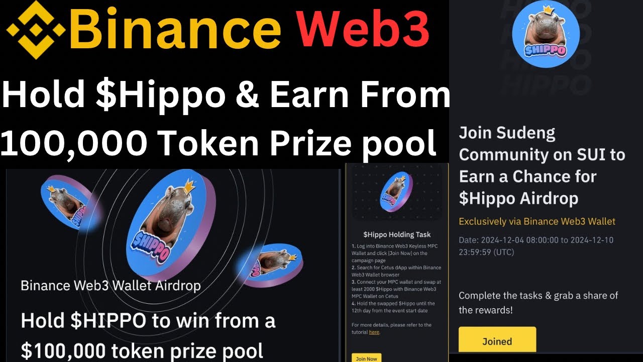 New Binance HIPPO web3 Airdrop | Hold $HIPPO & Earn from 100,000 prize ...