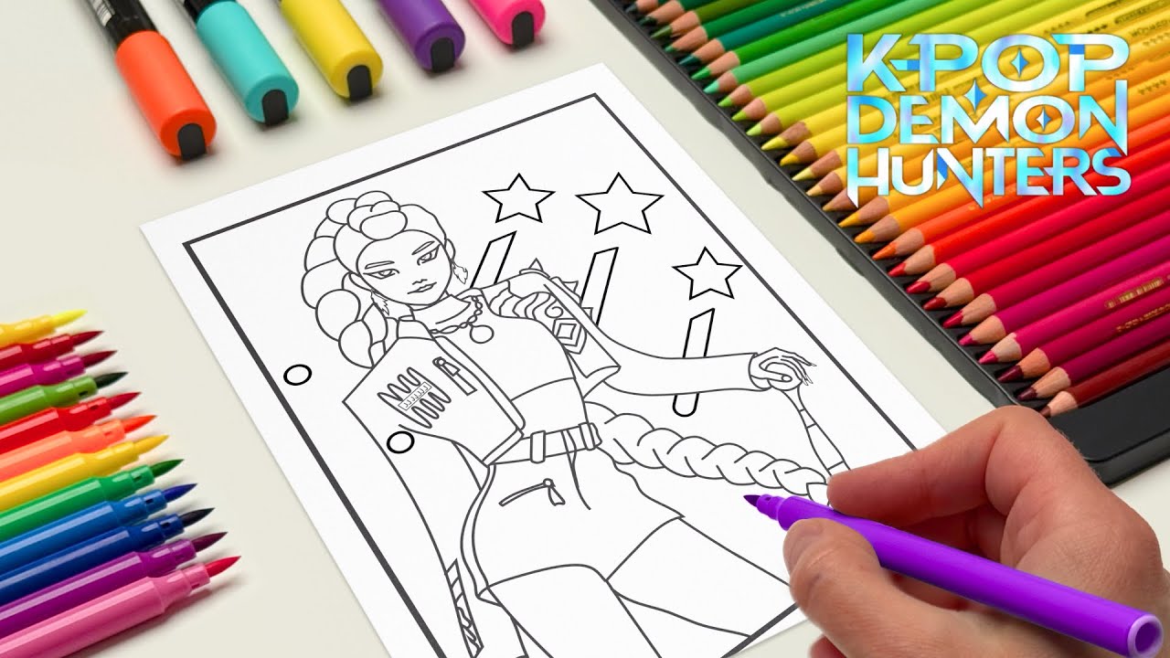 KPop Demon Hunters New Coloring Pages / How to Color Rumi - YouTube