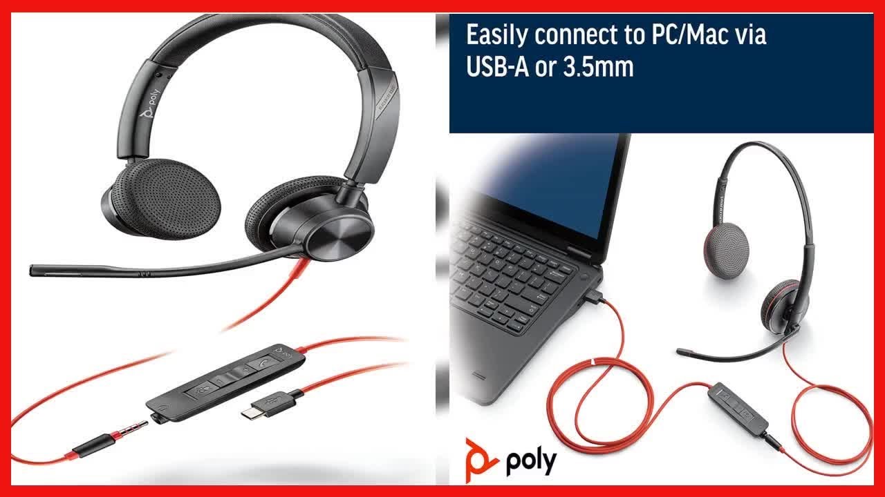 Great product - Plantronics - Blackwire 3325 Wired Stereo Headset with Boom Mic (Poly) - Connect ...