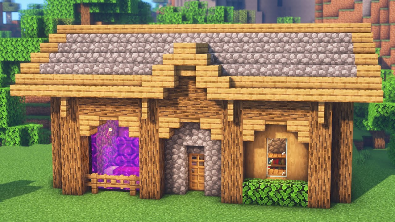 Minecraft Oak Survival Starter Base Tutorial - YouTube