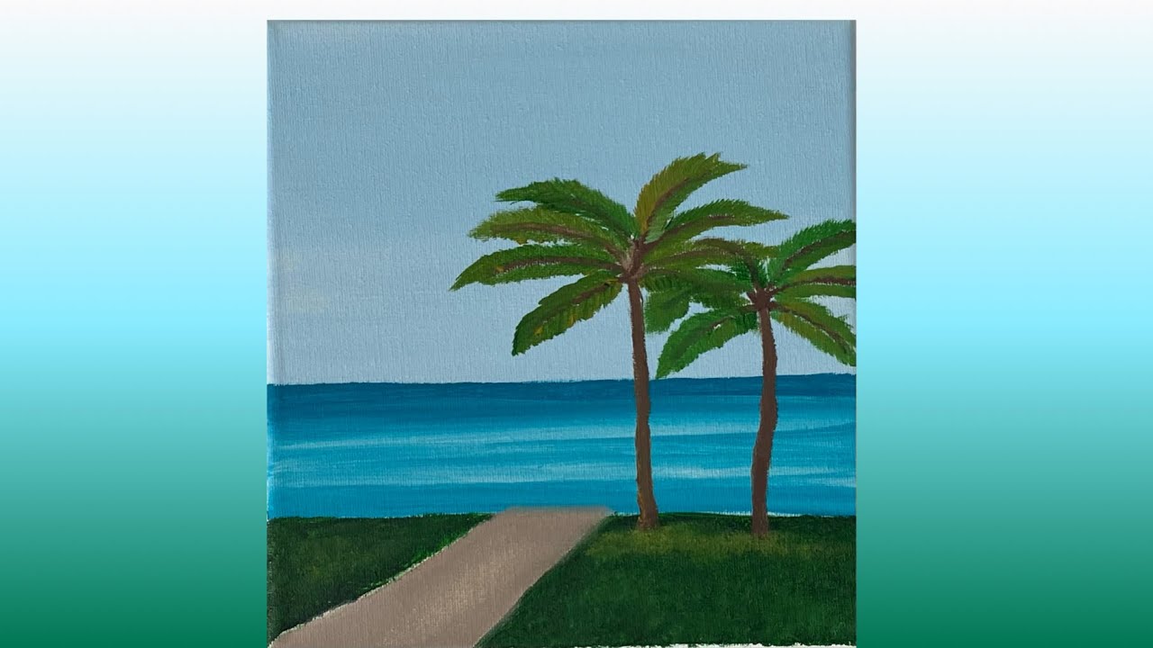 How to Paint an Easy Landscape Painting with Plam Trees for Beginners ...