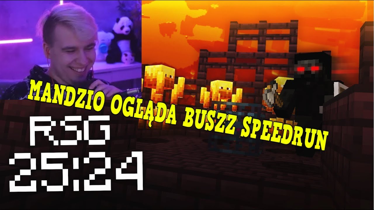 MANDZIO OGLĄDA NAJNOWSZY REKORD BUSZZ W MINECRAFT SPEEDRUN (25:24 ...
