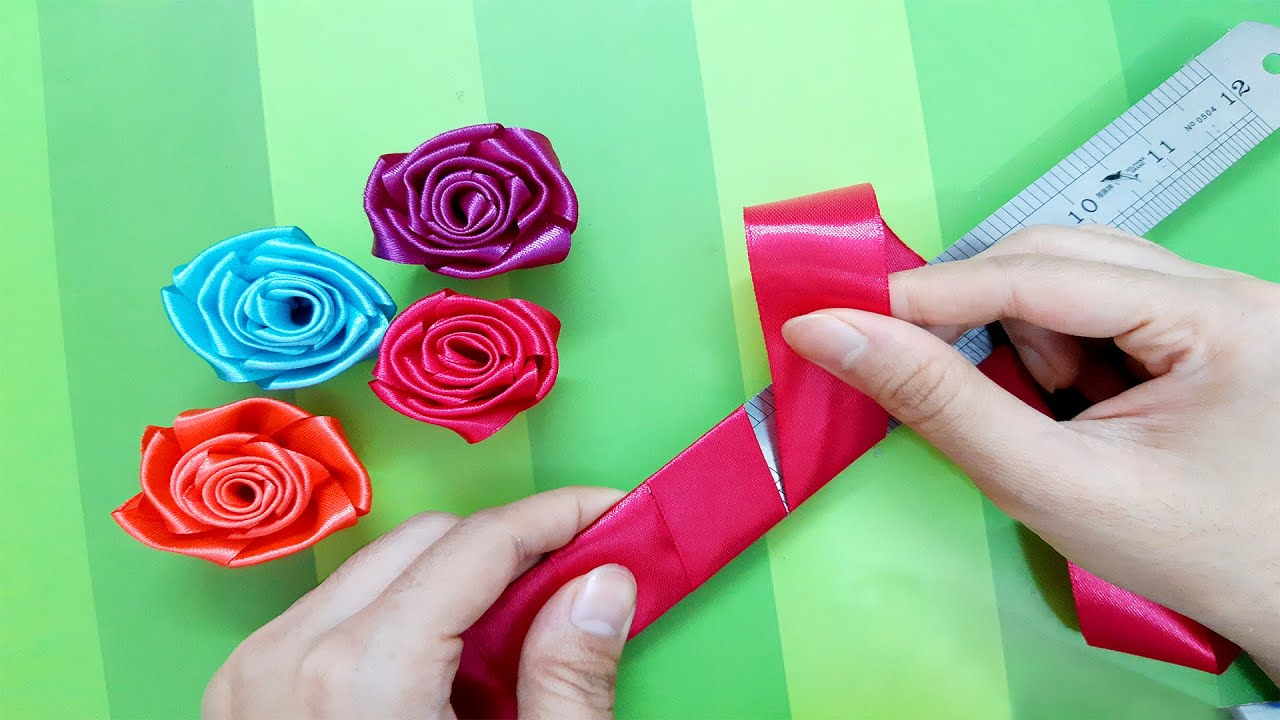 Ribbon Roses: Amazing Ribbon Flower Making Tricks | Easy Rose Making ...