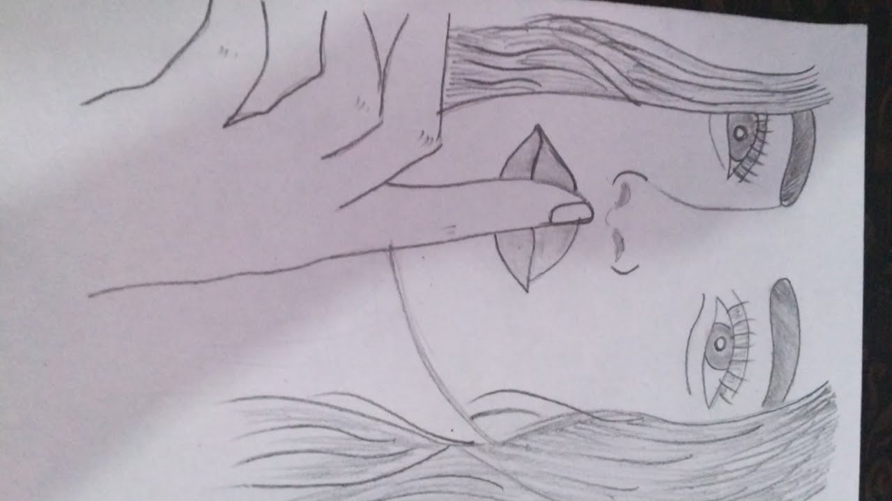 how to draw a girl face with sign of silent #youtube video# pencil ...