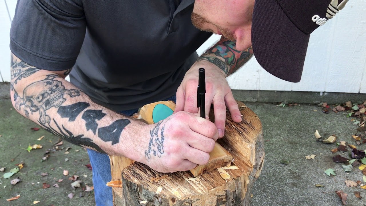 Axing out an Apple Spoon Blank from a Billet (no commentary) - YouTube