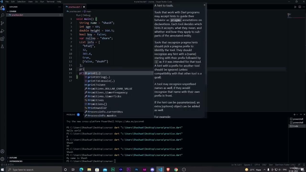 1.Data Types | Flutter Language| Step-3 | Software Solutions - YouTube