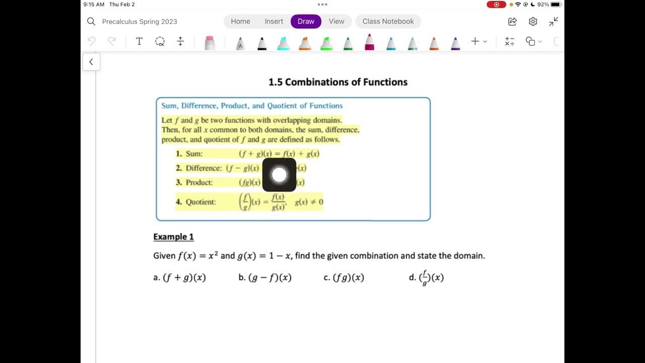 1.5 Combinations of Functions - YouTube