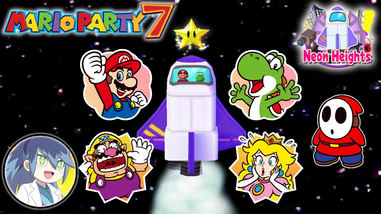 Mario Party 7 - Mario & Yoshi VS Peach & Wario - Neon Heights, 20 Turns ...