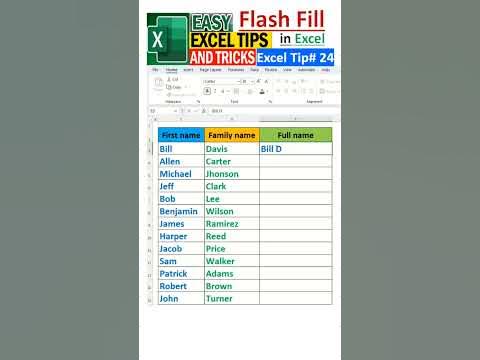 🔥Flash Fill Full Name in Excel Tips & Tricks #excel excel #exceltipsandtricks #exceltricks - YouTube