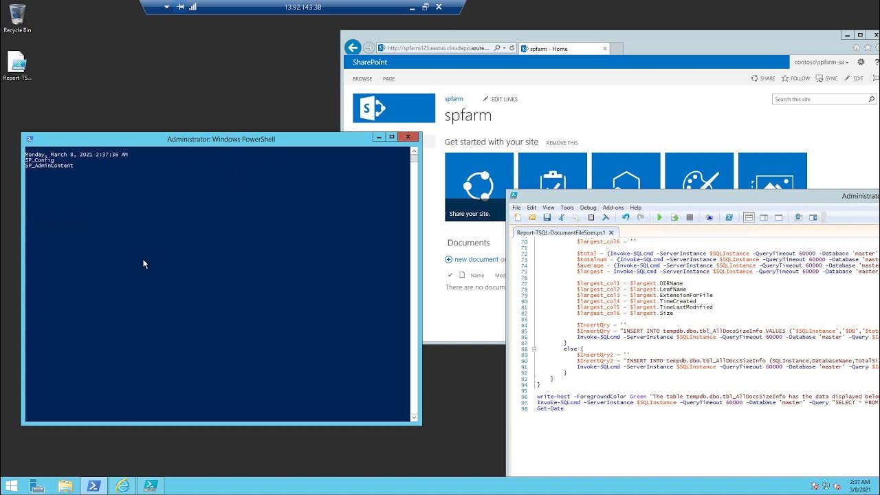 Report SharePoint content database TSQL Document File Sizes with PowerShell - YouTube