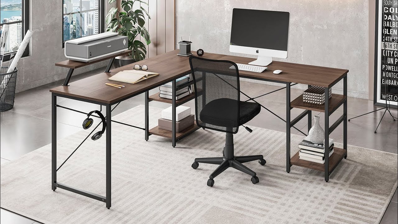 Techni Mobili Office Desk - Reversible L Shaped Desk with Storage ...