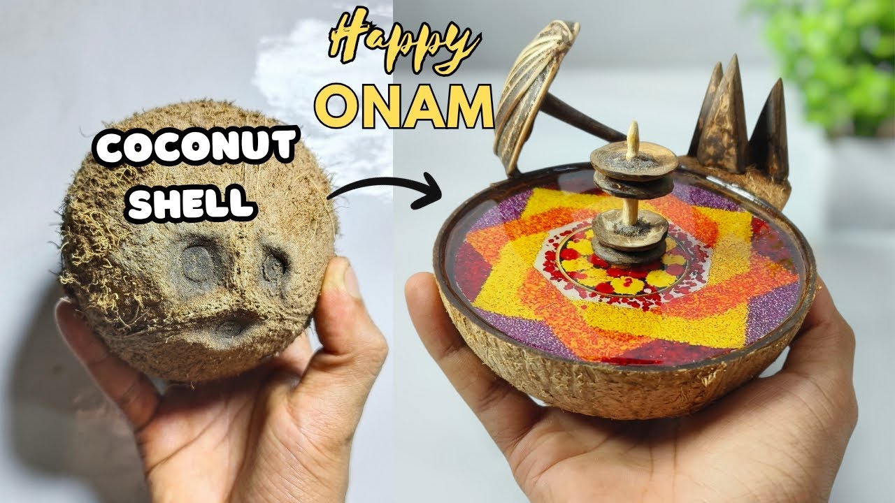 🌸 Special Onam Craft with Coconut Shell | DIY Onam Decoration Idea ...