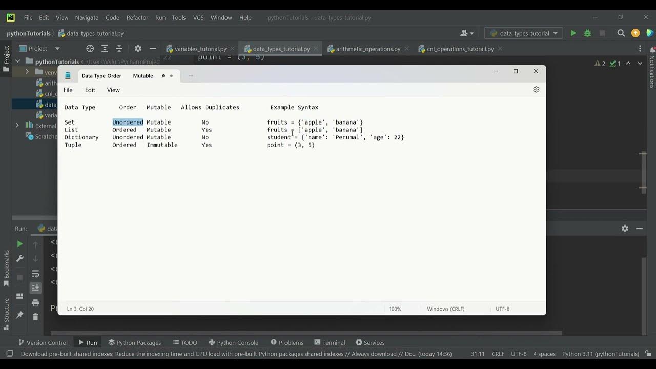 Exploring Data Types In Python Python Programming Tutorial Python Tutorial Datatypes List