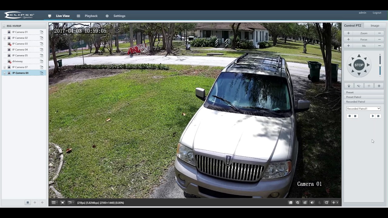 Eclipse Signature Series Pan/Tilt Bullet IP Camera via NVR Browser ...