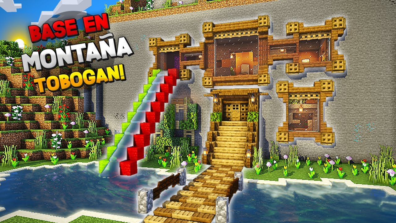 MINECRAFT: COMO HACER UNA BASE SUPER EPICA EN LA MONTAÑA CON TOBOGAN DE ...