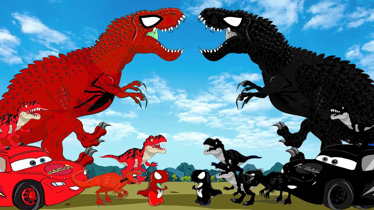 Dinosaur Fight | Red T- Rex Vs Black T- Rex - Dinosaurs Battle In ...