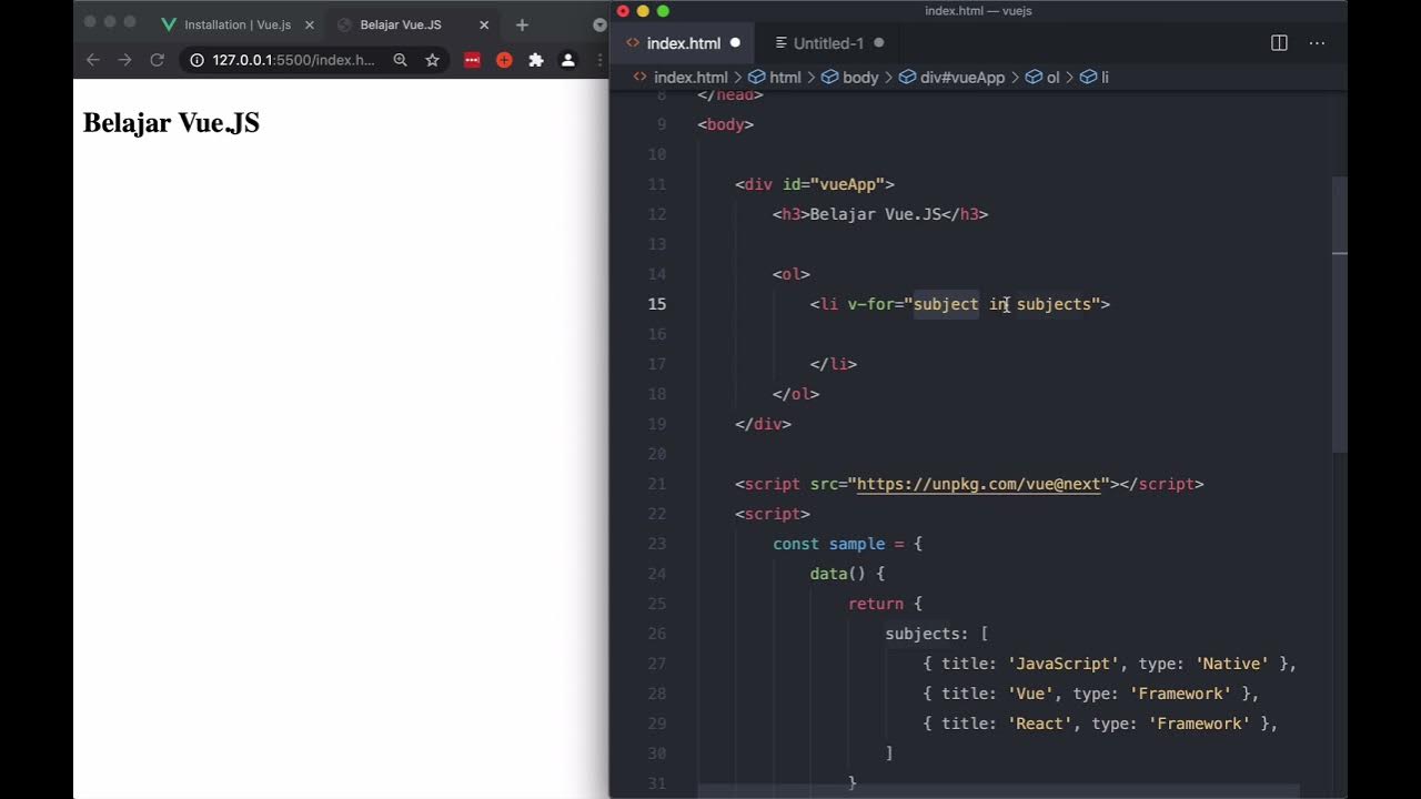 4 loops data di vuejs - YouTube