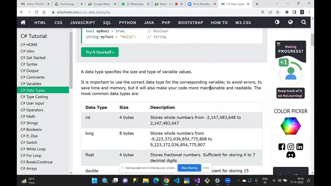 1 Variable, type Casting and User Inputs in C# - YouTube