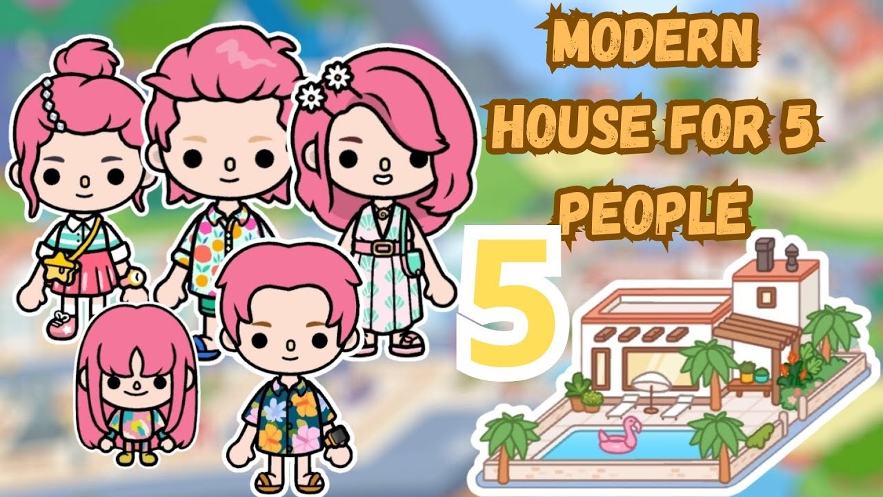 😍😍We build a modern house with a pool for a family of 5, Toca boca I ...