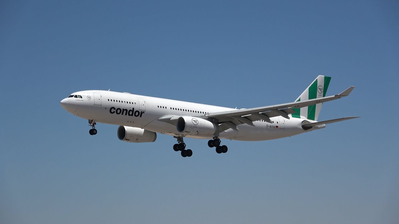 Condor Airbus A330-243(D-AIYA)(Green Stripe Tail) go around and arrival ...