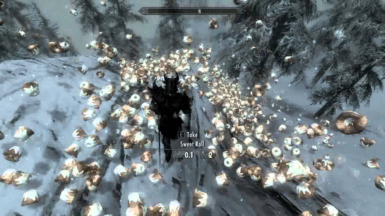 SKYRIM: Huge Amount Of Cheese, Sweet rolls and Iron Ingot Down the hill ...