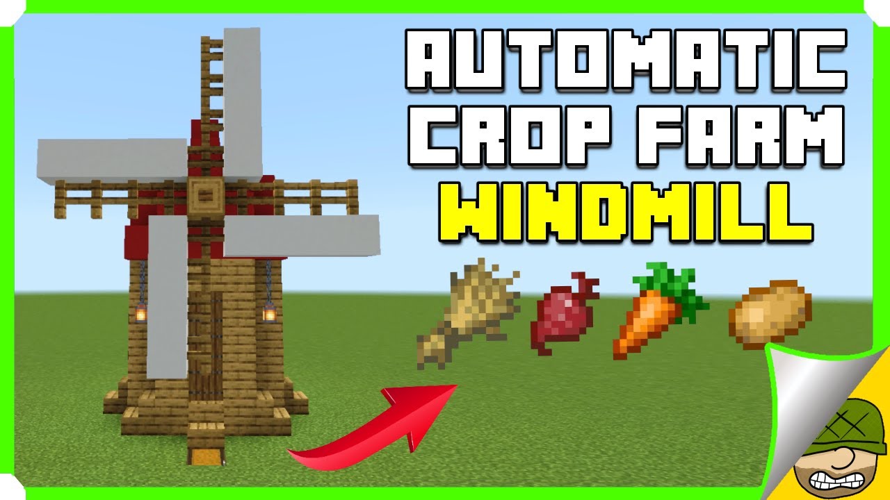 Compact AUTO Crop Farm Inside A Windmill | Minecraft Bedrock Edition ...