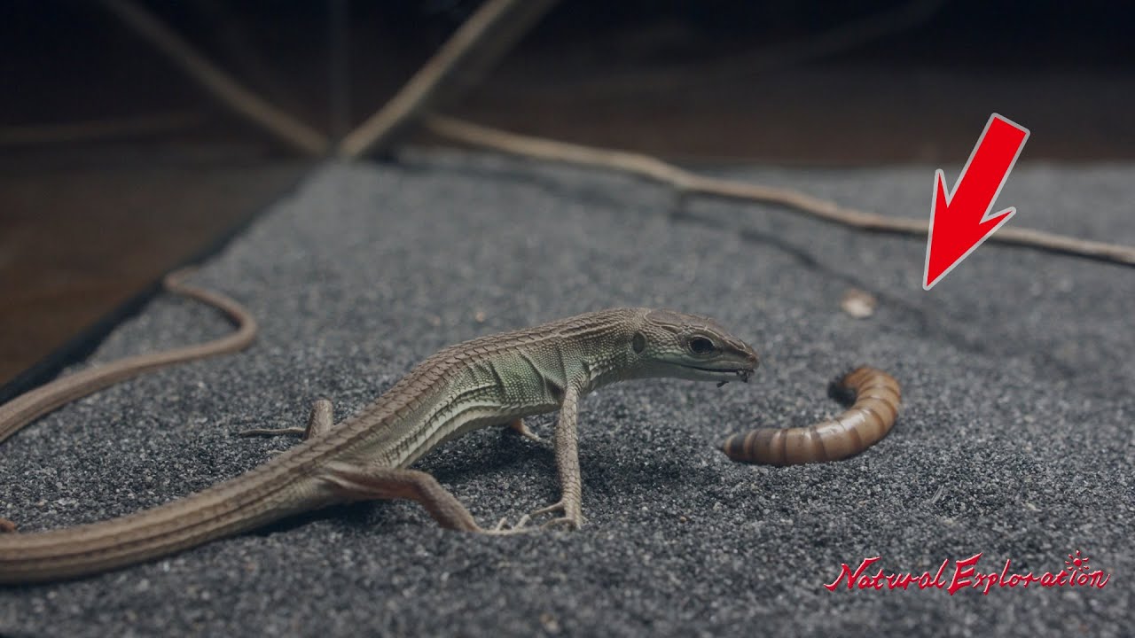 [Reptiles]The long-tailed tree lizard fought with the barley bug for a ...